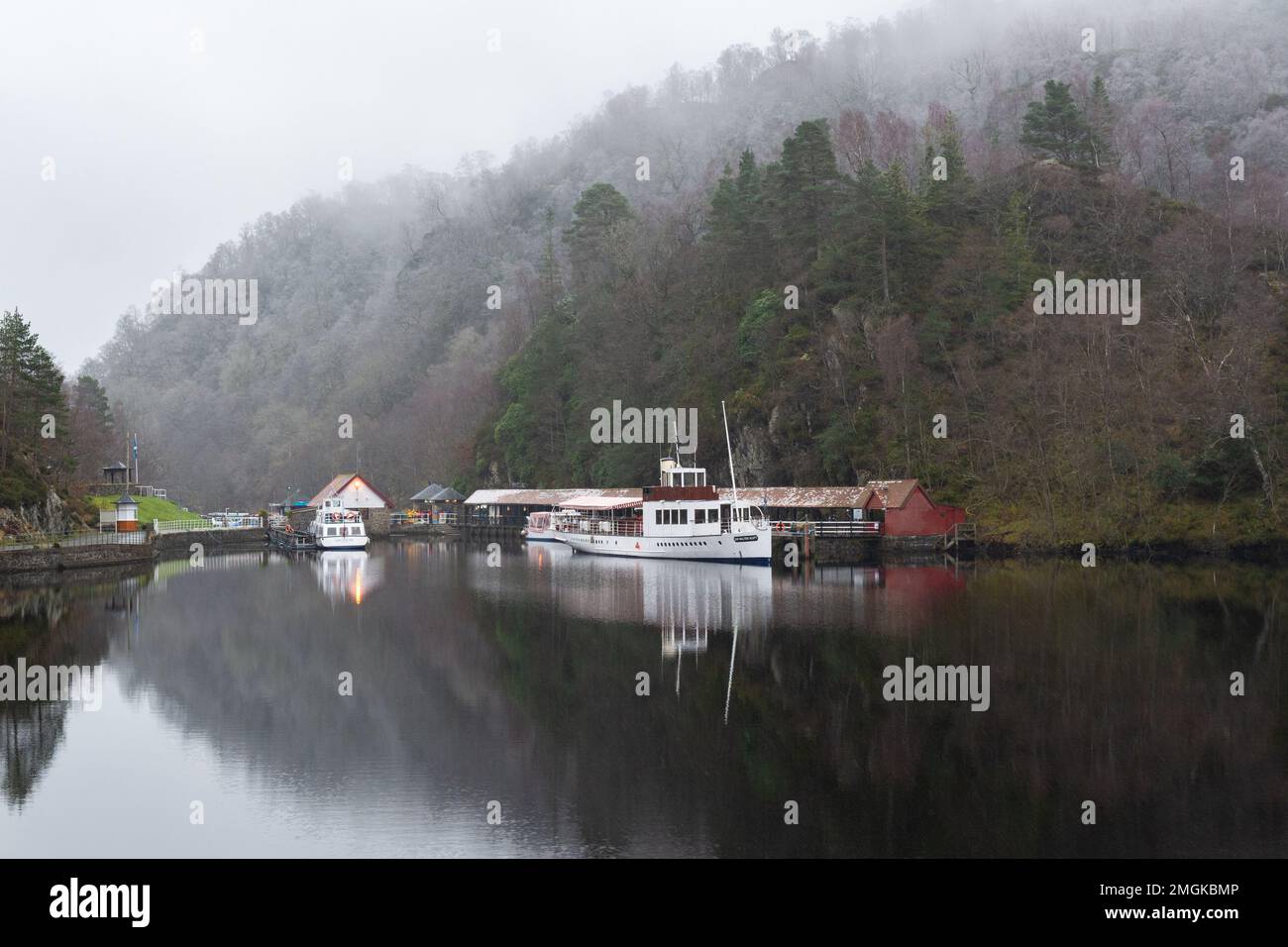 Loch Katrine and the Sir Walter Scott in winter - Trossachs, Scotland ...