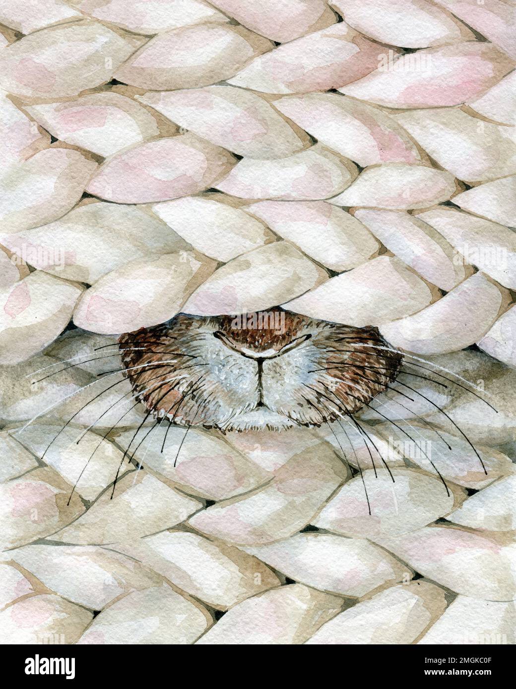 Hide and seek. Watercolor illustration with cute bunny Stock Photo - Alamy