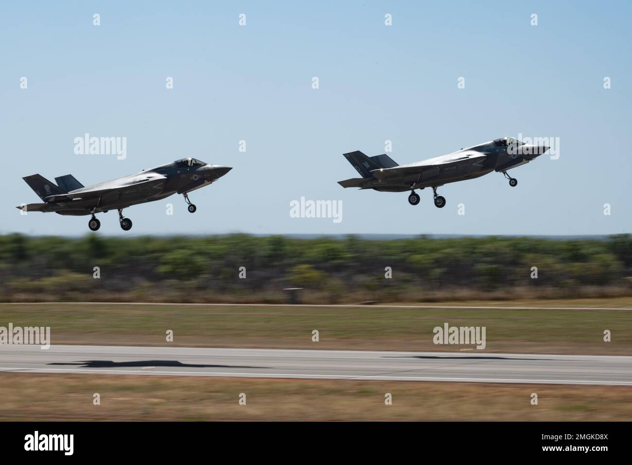 Two U.S. Marine Corps F-35B Lightning IIs take off from Royal ...