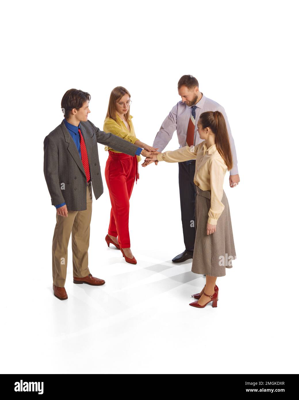 Group of young people, businessmen, office workers in business style ...