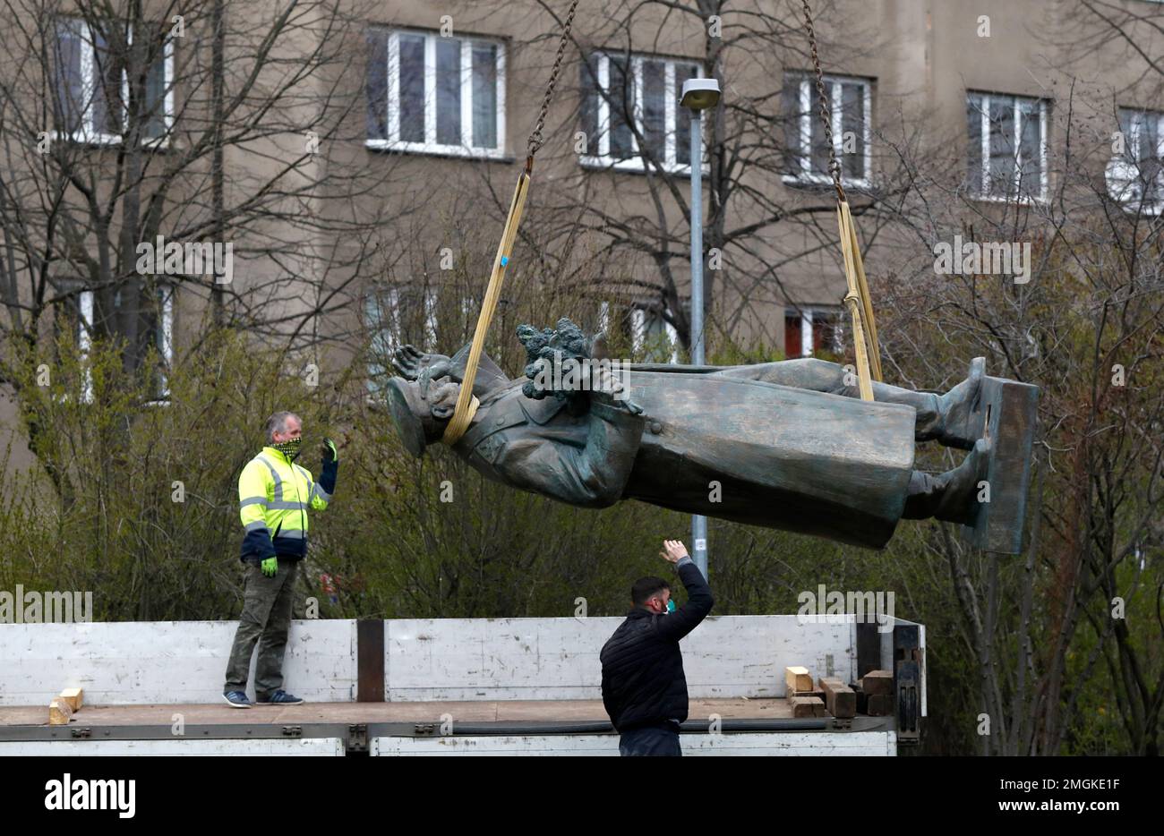 The statue of a Soviet World War II commander Marshall Ivan Stepanovic ...
