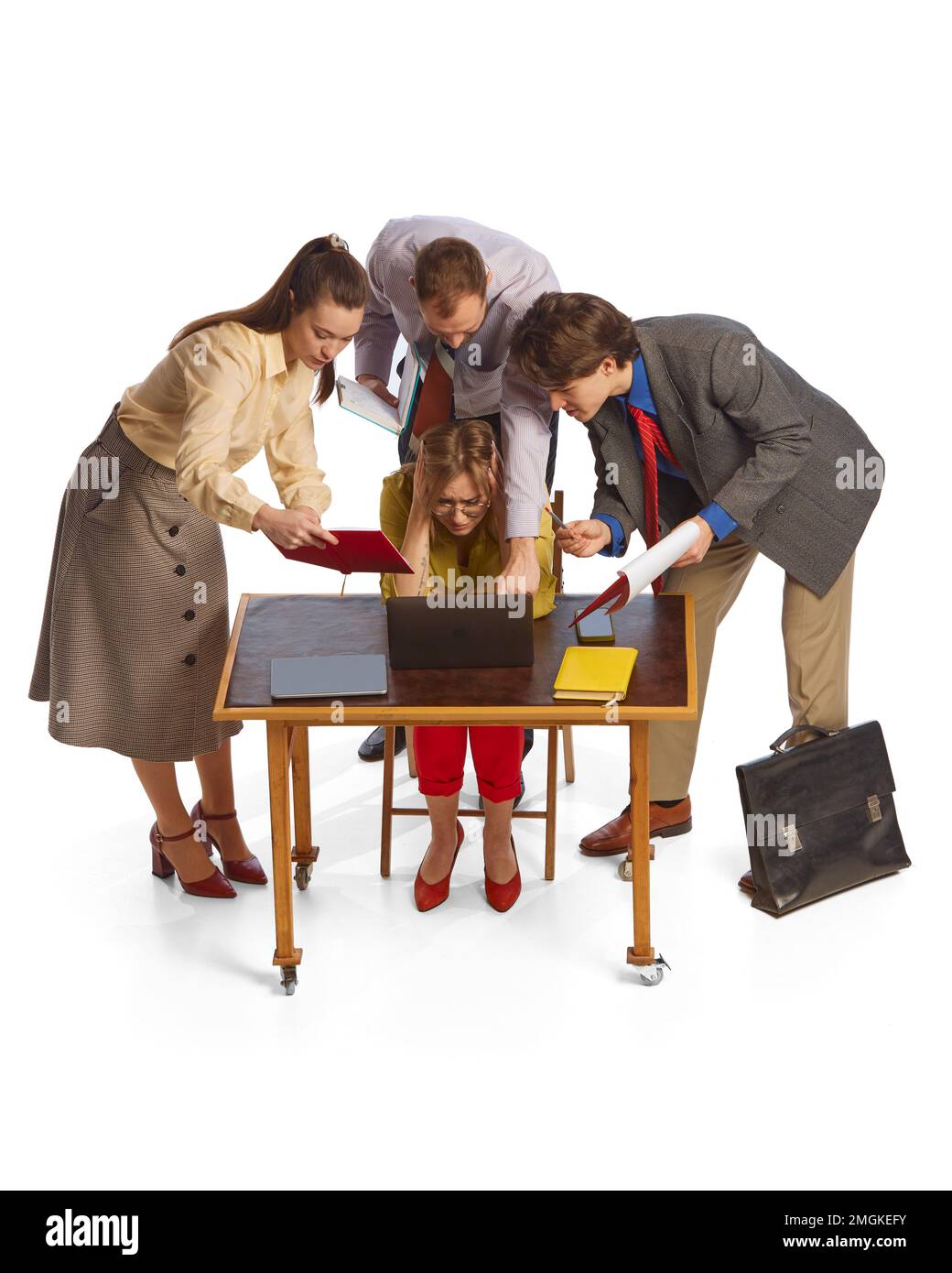 Group of young people, businessmen, office workers in business style ...