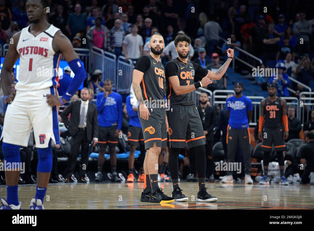 Orlando Magic guard Evan Fournier (10) and guard Michael Carter ...