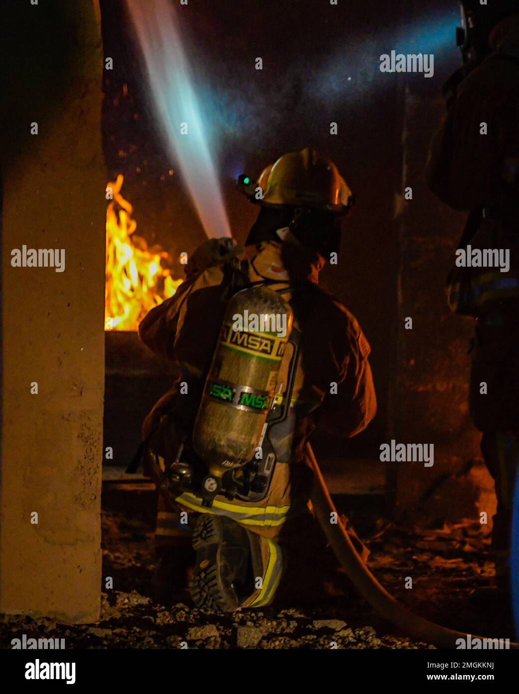 U.S. Air Force Senior Airman Stephen Gilmore, a firefighter with the ...