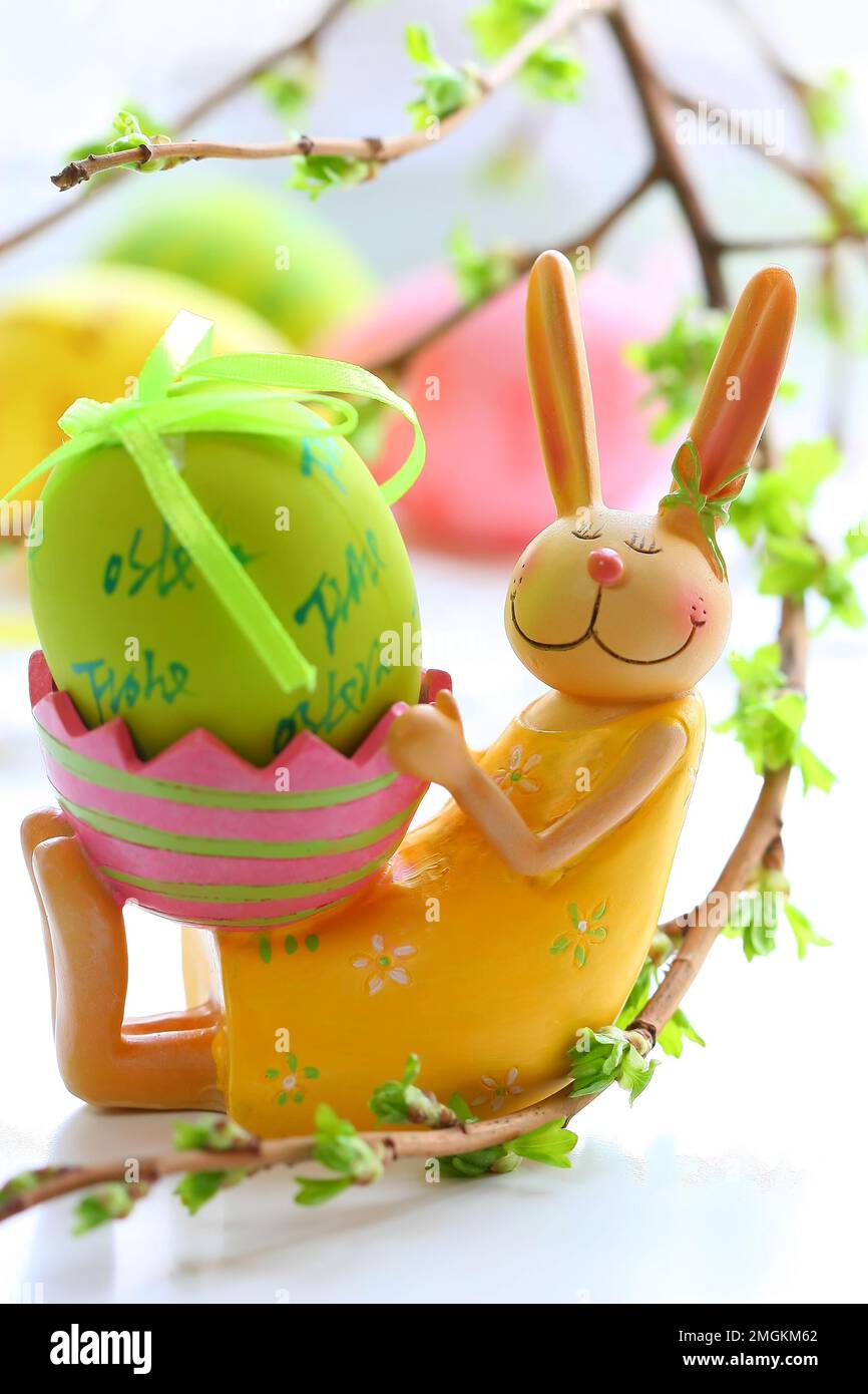 Funny easter rabbit and painted egg for holiday Stock Photo - Alamy