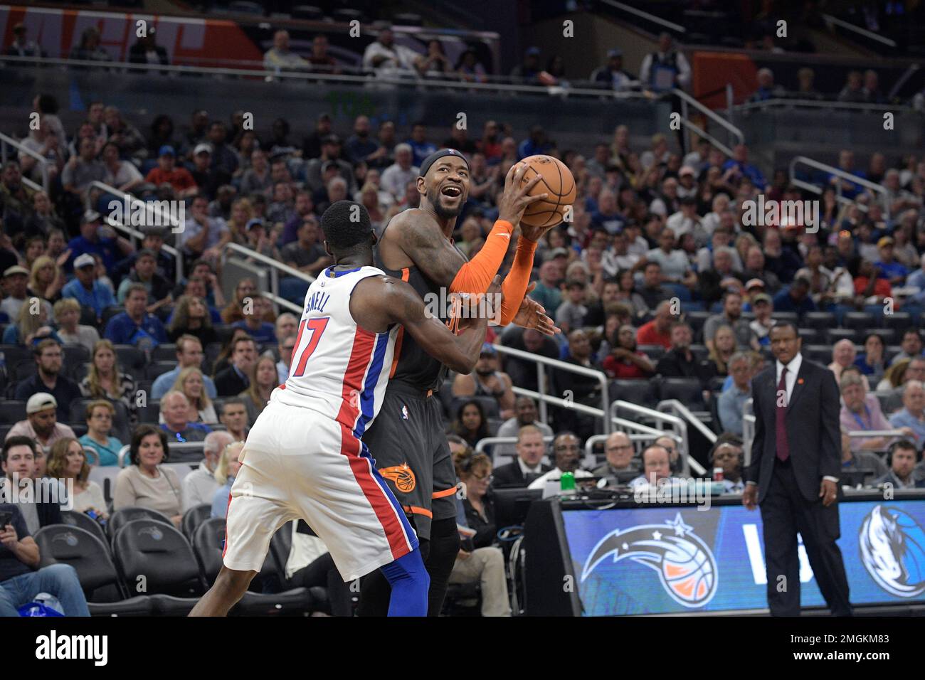 Orlando Magic guard Terrence Ross (31) is fouled by Detroit Pistons ...