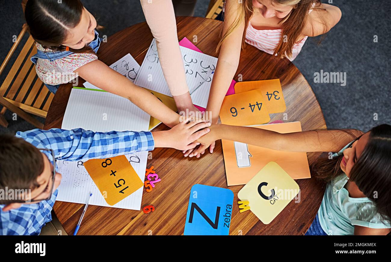 Uniting the leaders of tomorrow. High angle shot of a group of ...