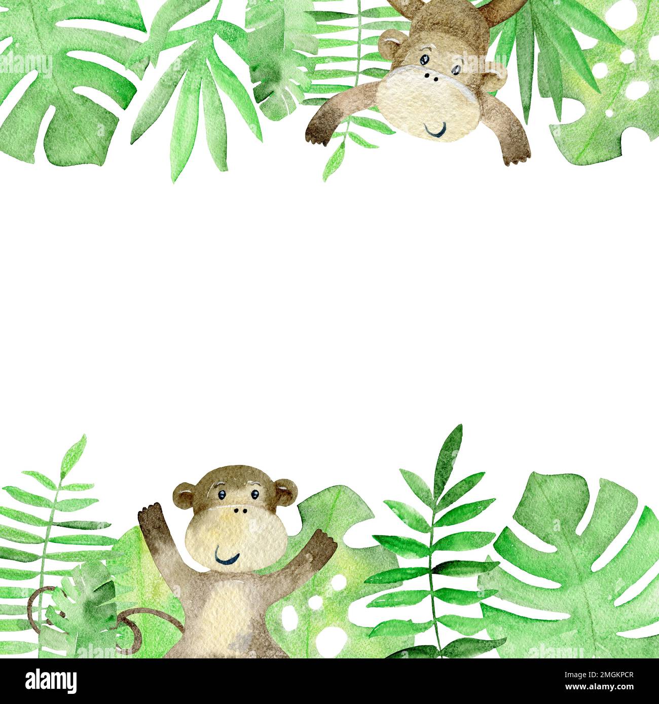 Baby shower card. Watercolor safari card with animals Stock Photo - Alamy