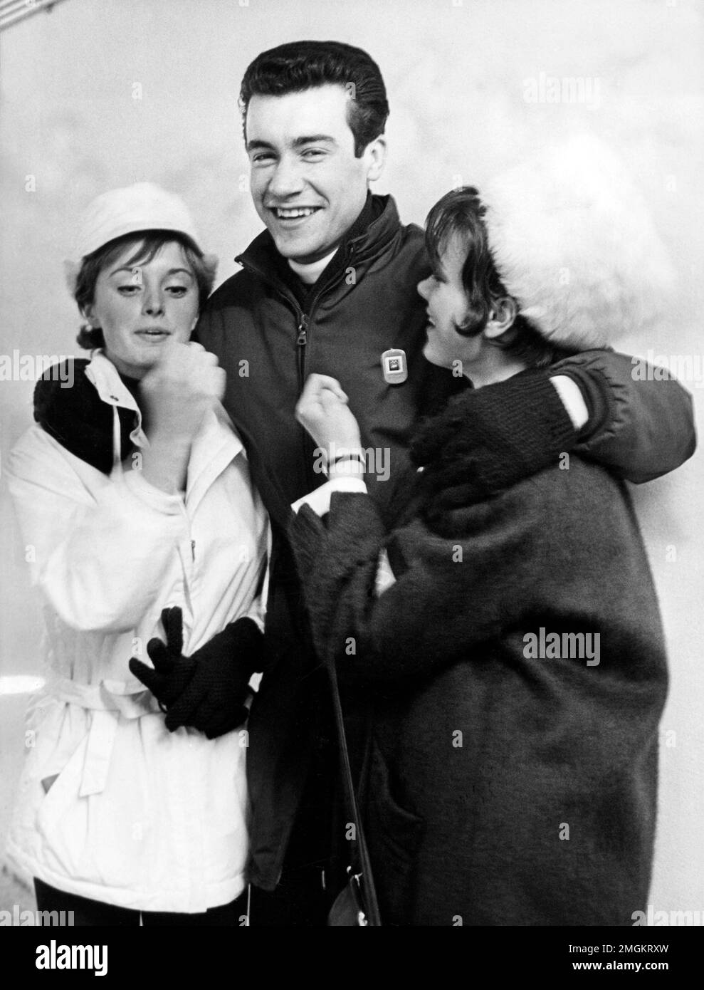 German figure skaters Inge Paul, left, and Uschi Keszler congratulate ...