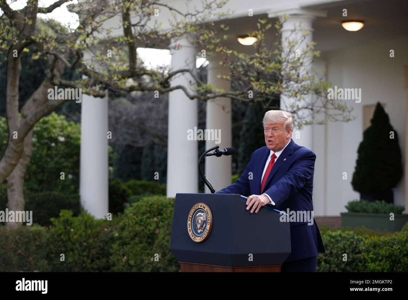 President Donald Trump speaks during a coronavirus task force briefing ...