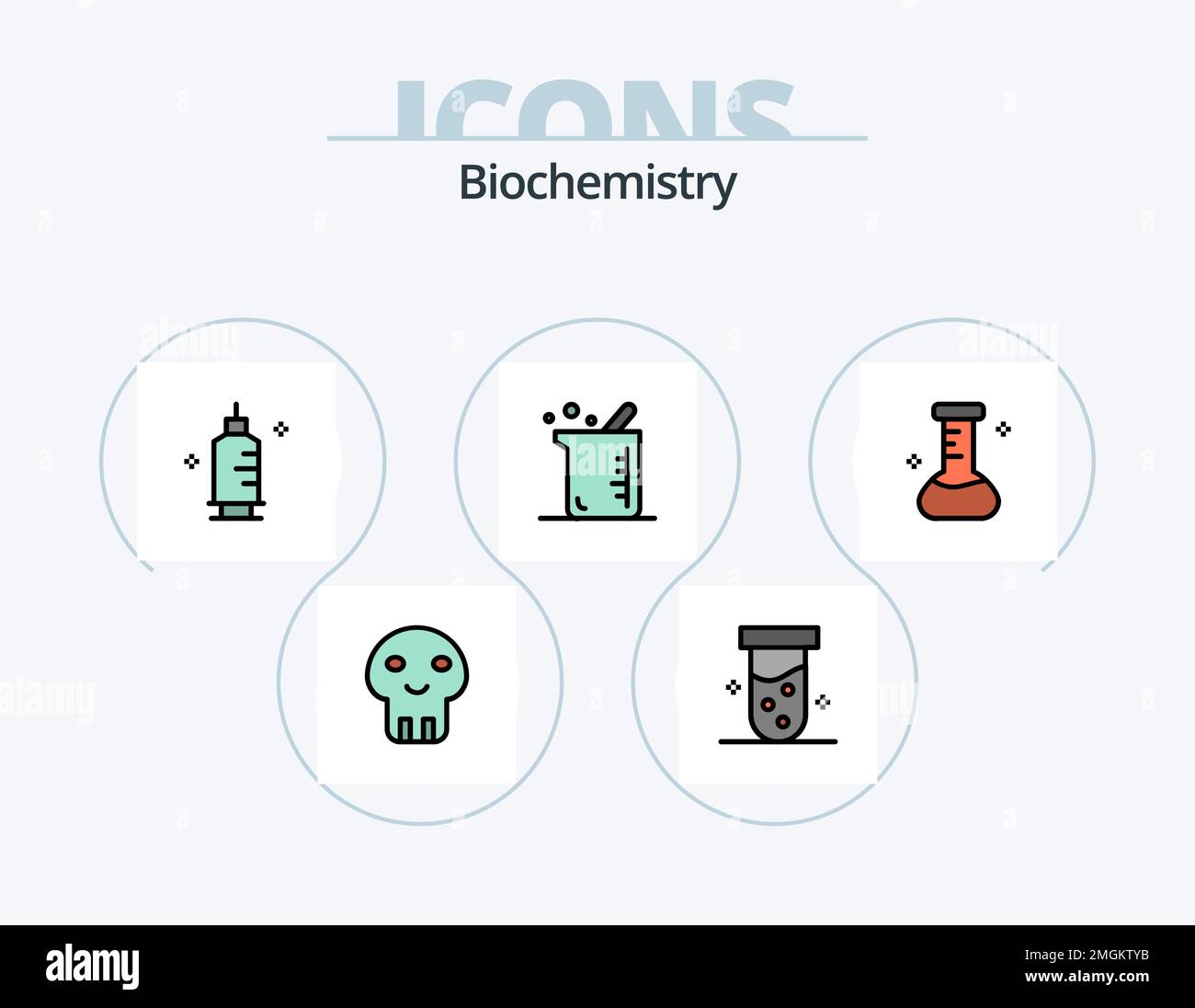 Biochemistry Line Filled Icon Pack 5 Icon Design. bulb. cell. syringe ...