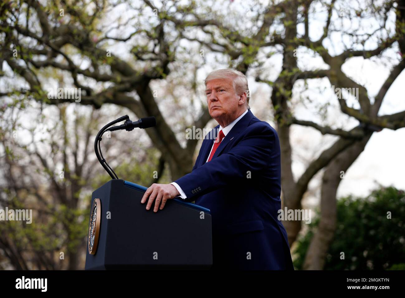 President Donald Trump speaks during a coronavirus task force briefing ...