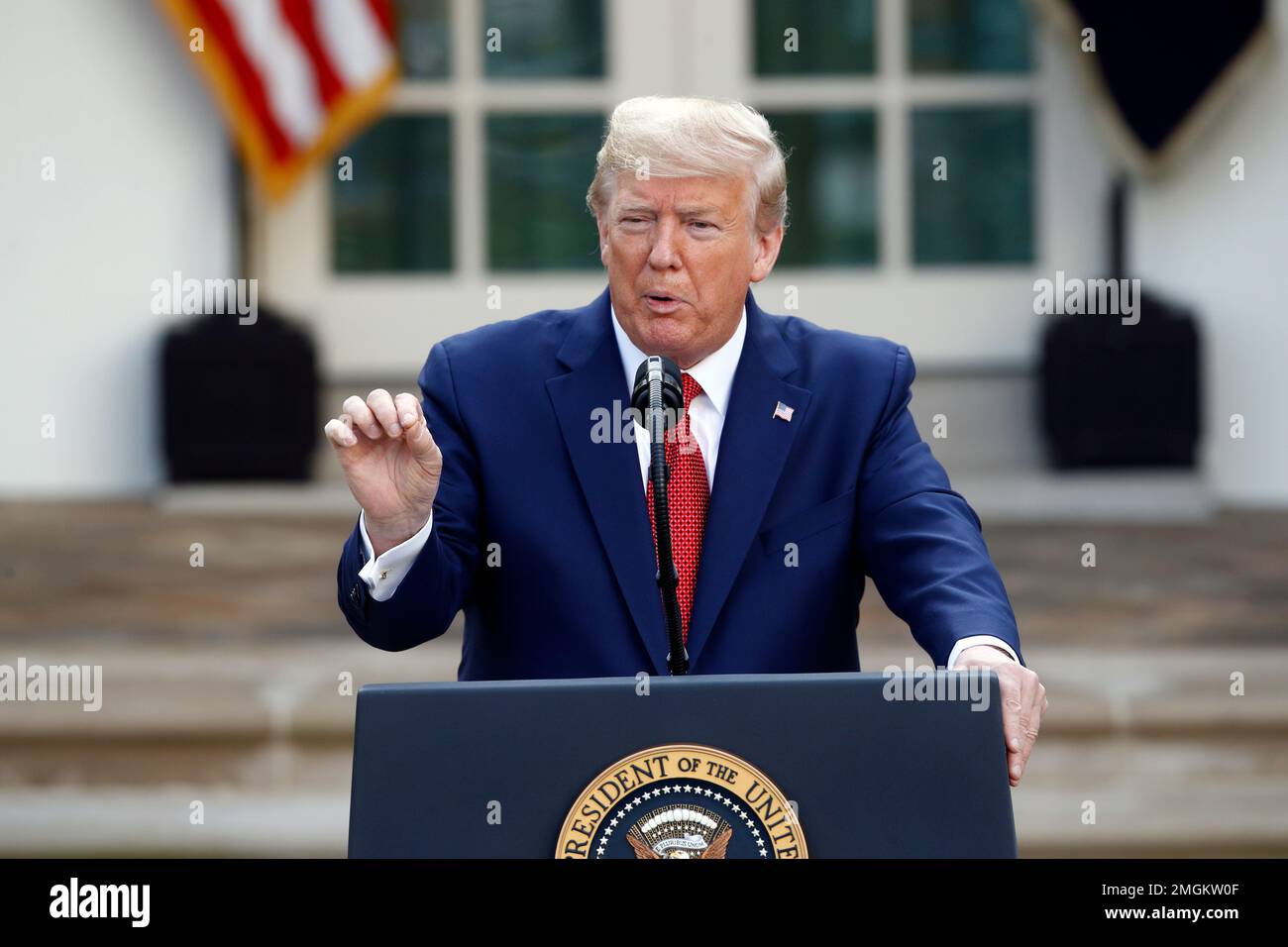 President Donald Trump speaks during a coronavirus task force briefing ...