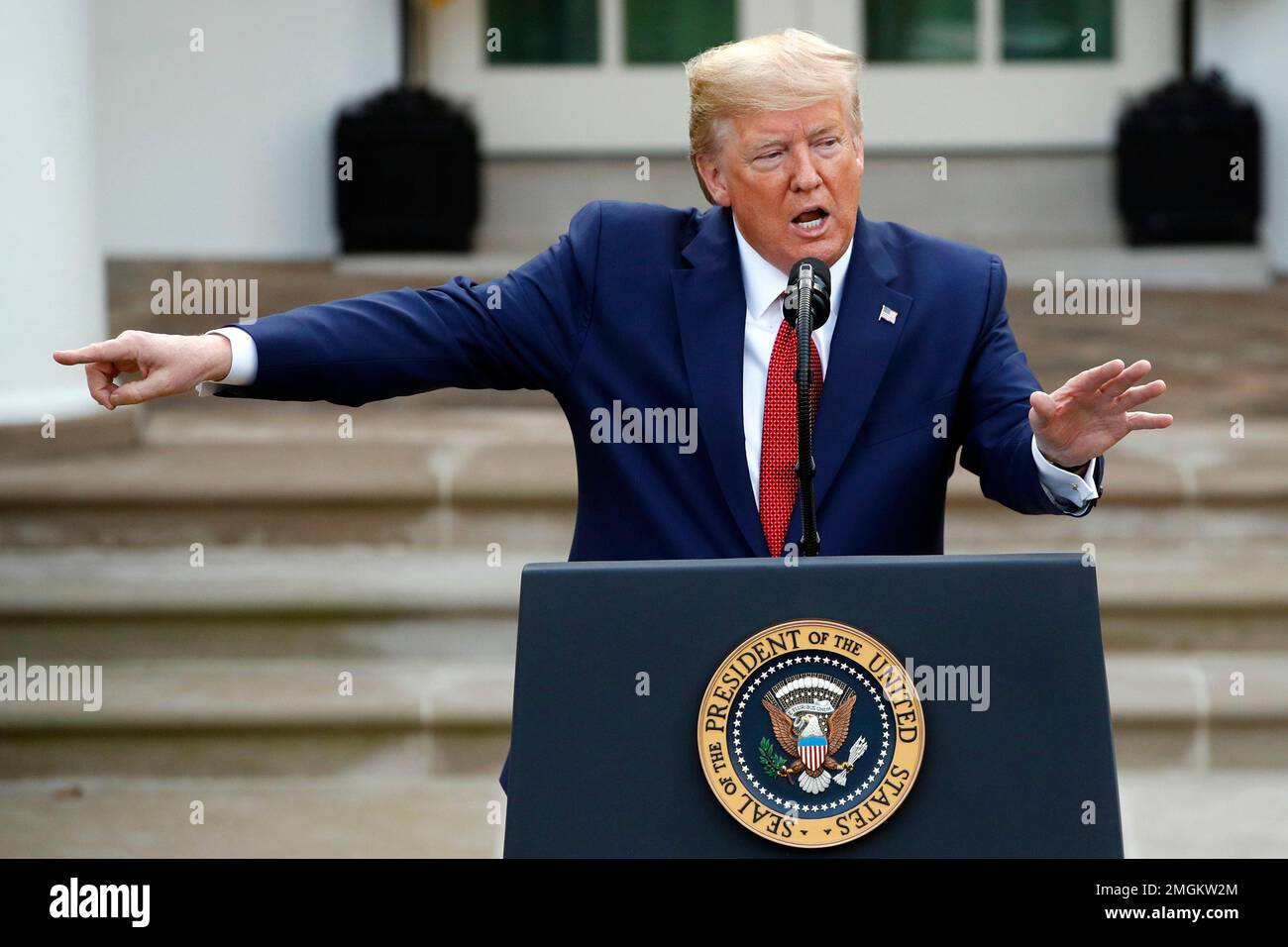 President Donald Trump speaks during a coronavirus task force briefing ...
