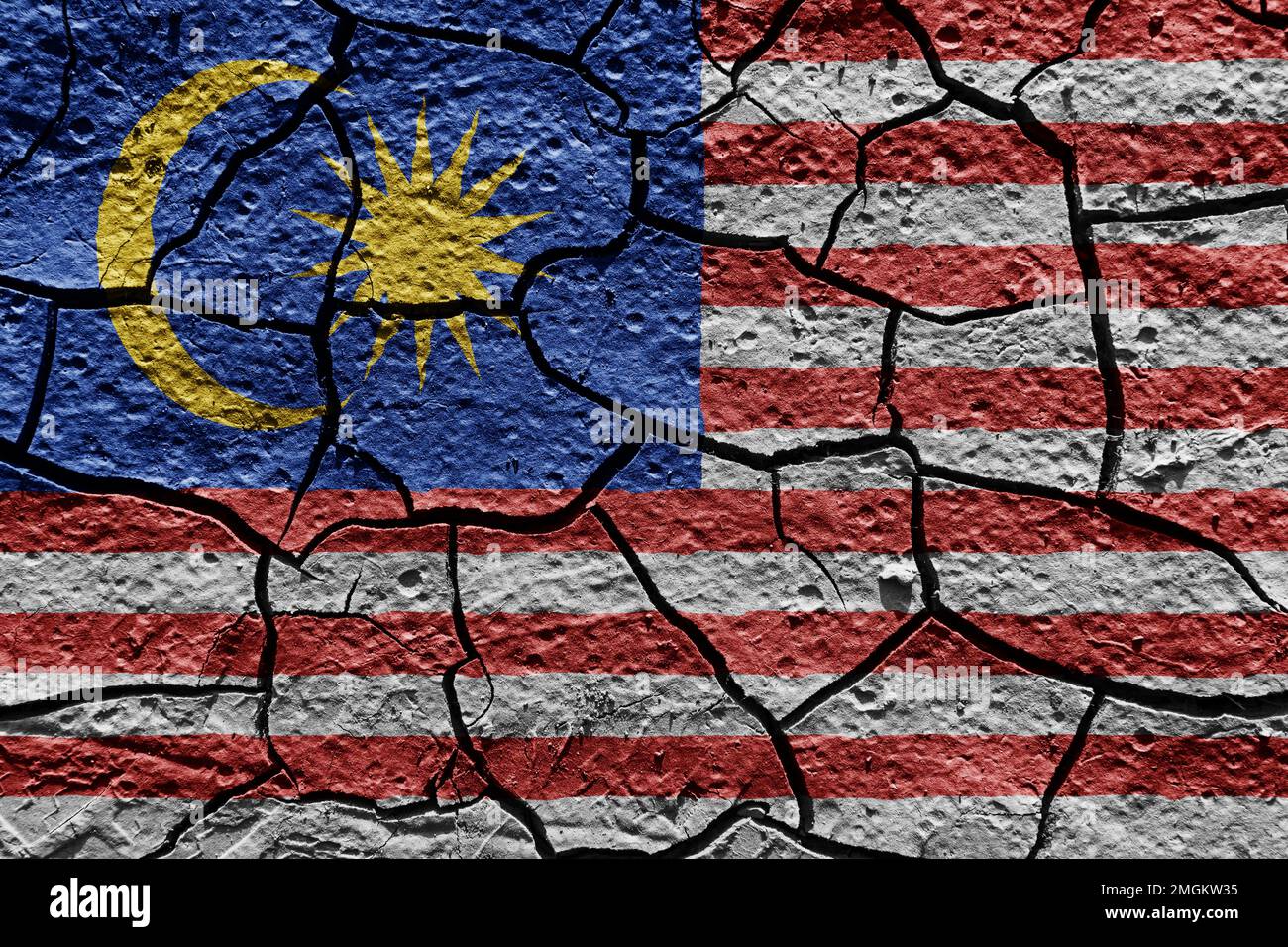 Malaysia flag on a mud texture of dry crack on the ground Stock Photo ...