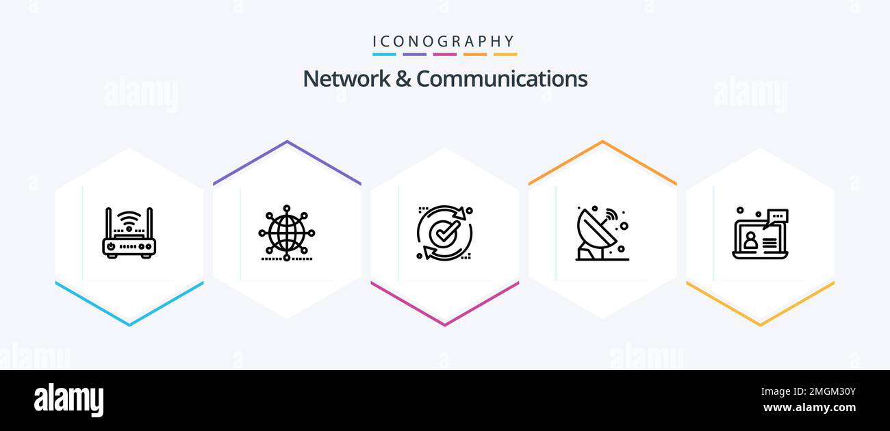 Network And Communications 25 Line icon pack including orbit. satellite ...