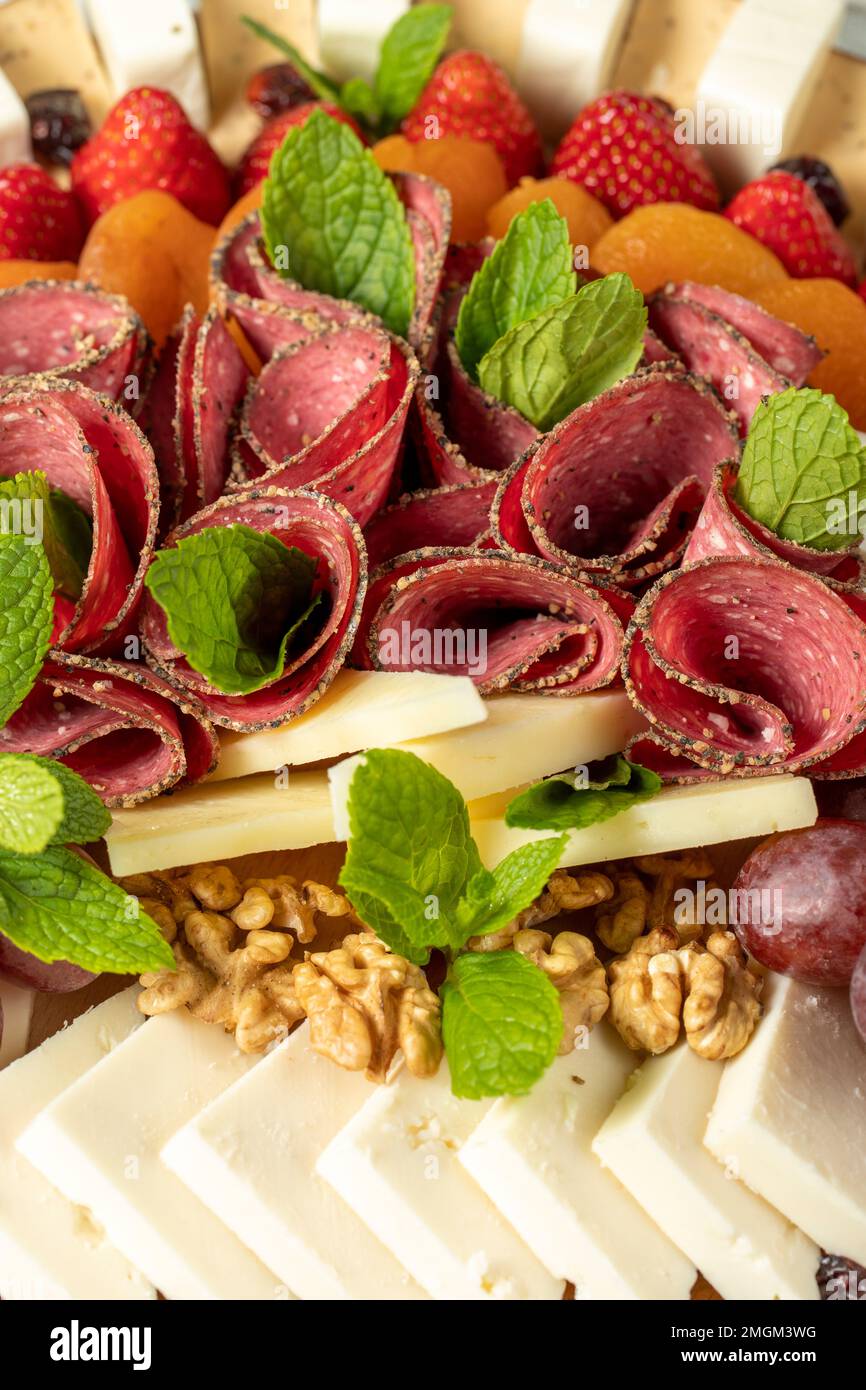Cold Smoked Meat Plate, antipasto set platter wooden plate. Antipasto ...