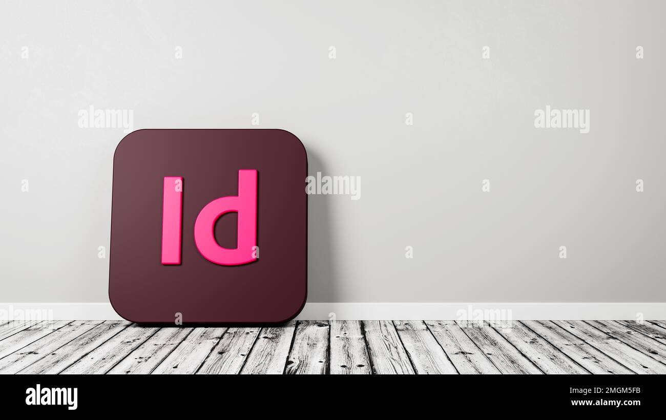 Adobe Indesign App Icon on Wooden Floor Against Wall Stock Photo - Alamy