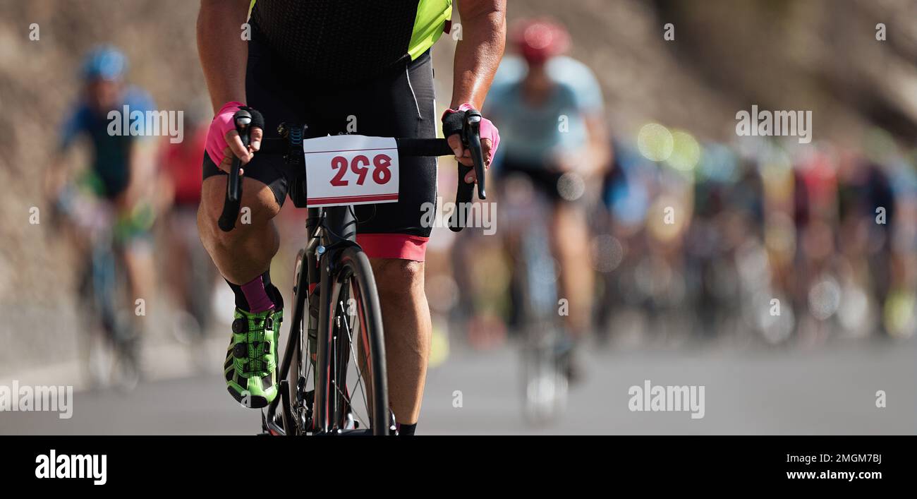 Cycling competition, cyclist athletes riding a race at high speed Stock ...