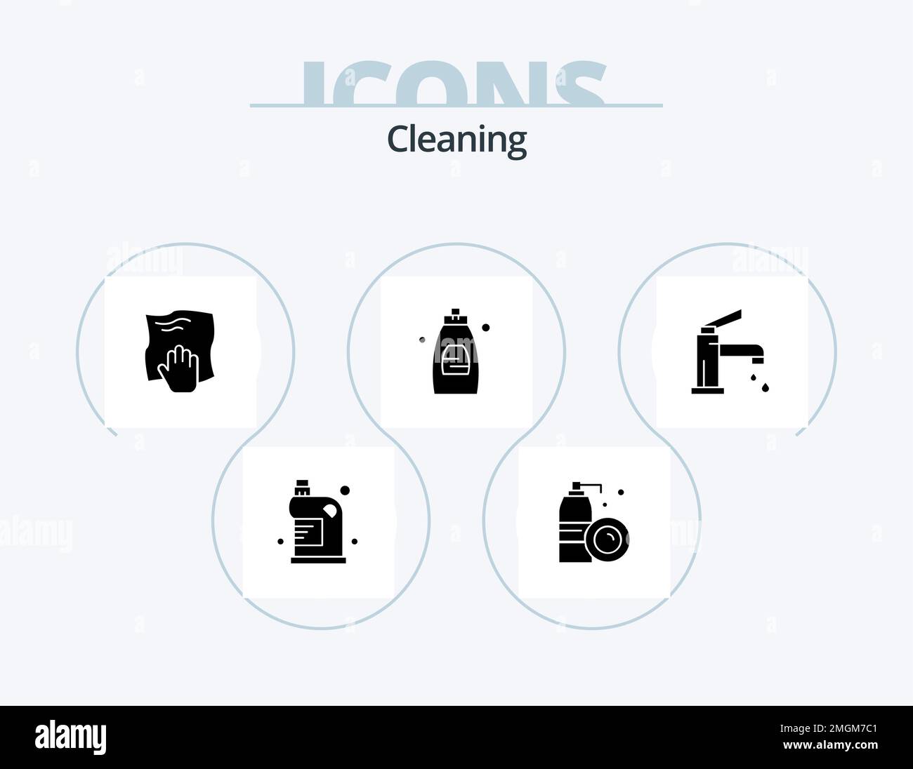 Cleaning Glyph Icon Pack 5 Icon Design. soap. cleaning gel. spray ...