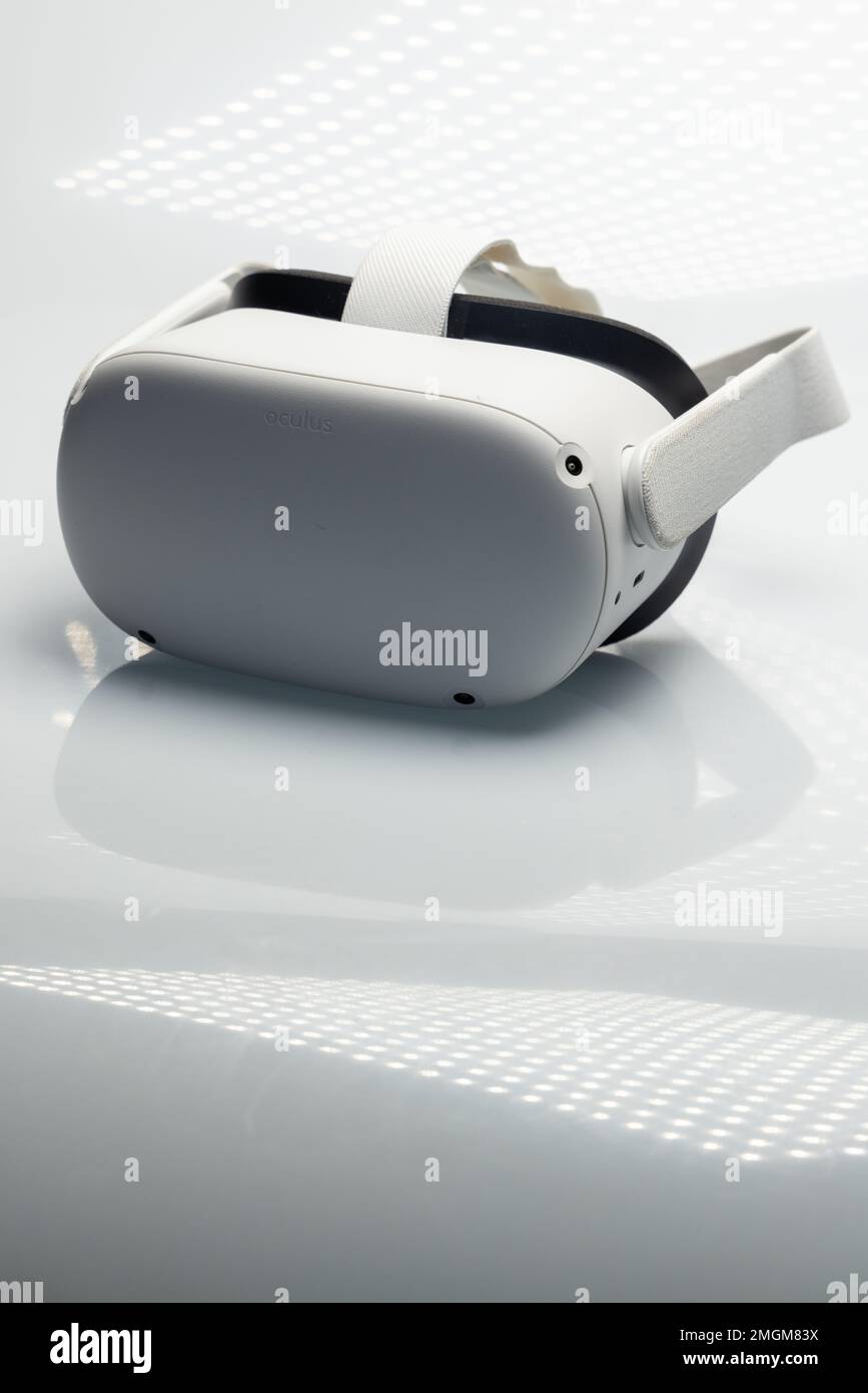 White new generation VR headset isolated on white background. Oculus ...