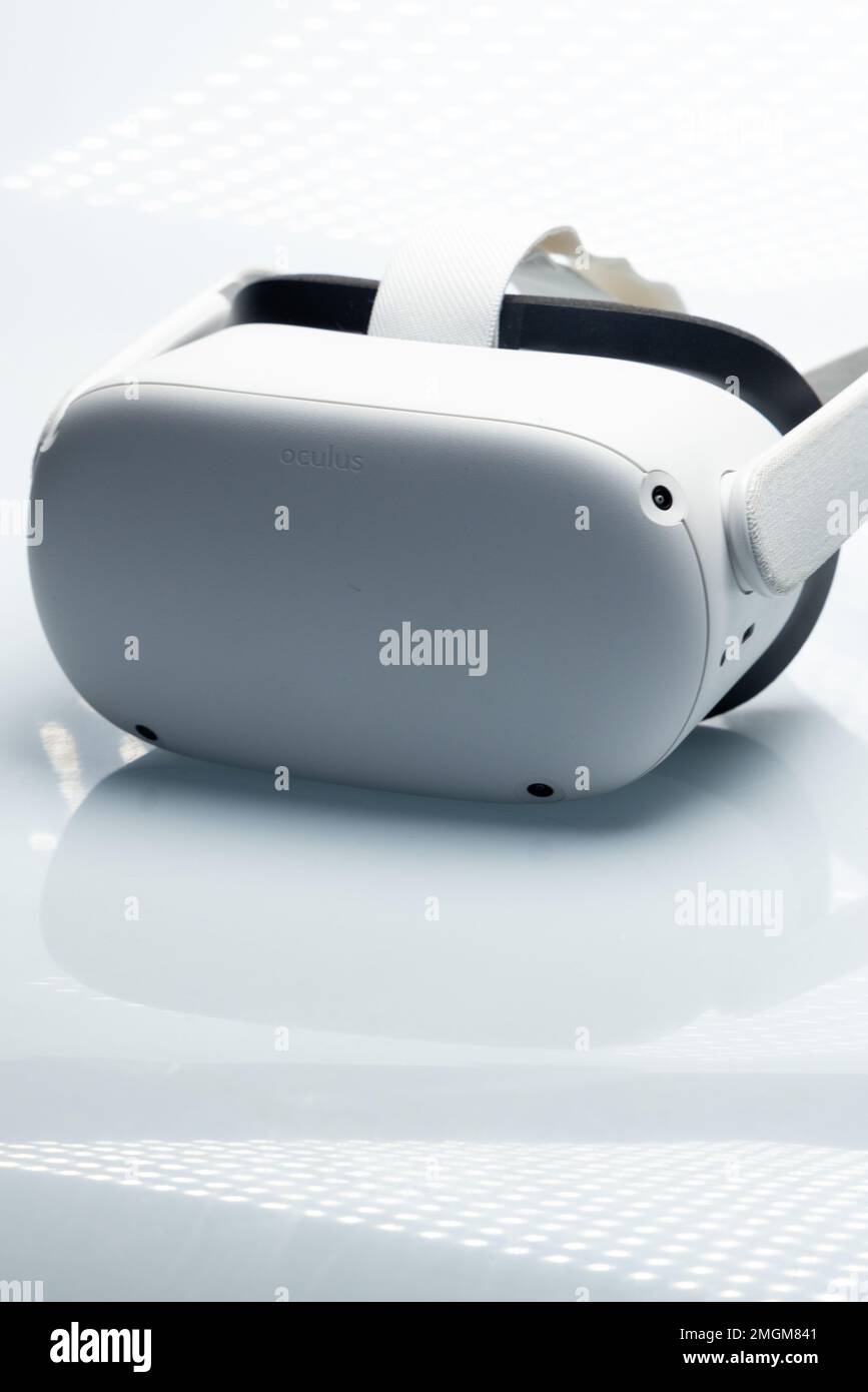 White new generation VR headset isolated on white background. Oculus ...