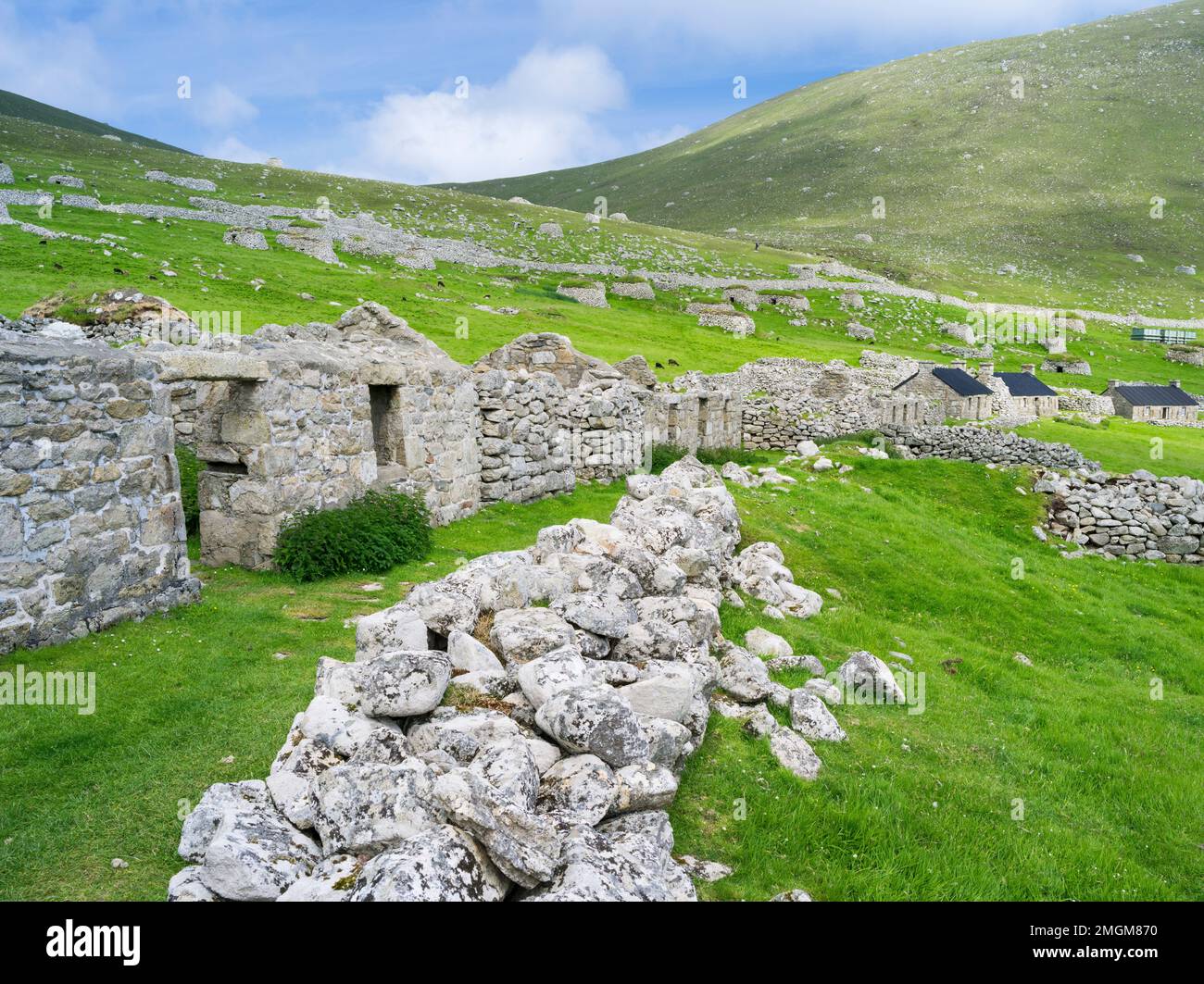 The islands of St Kilda archipelago in Scotland. Island of Hirta with ...