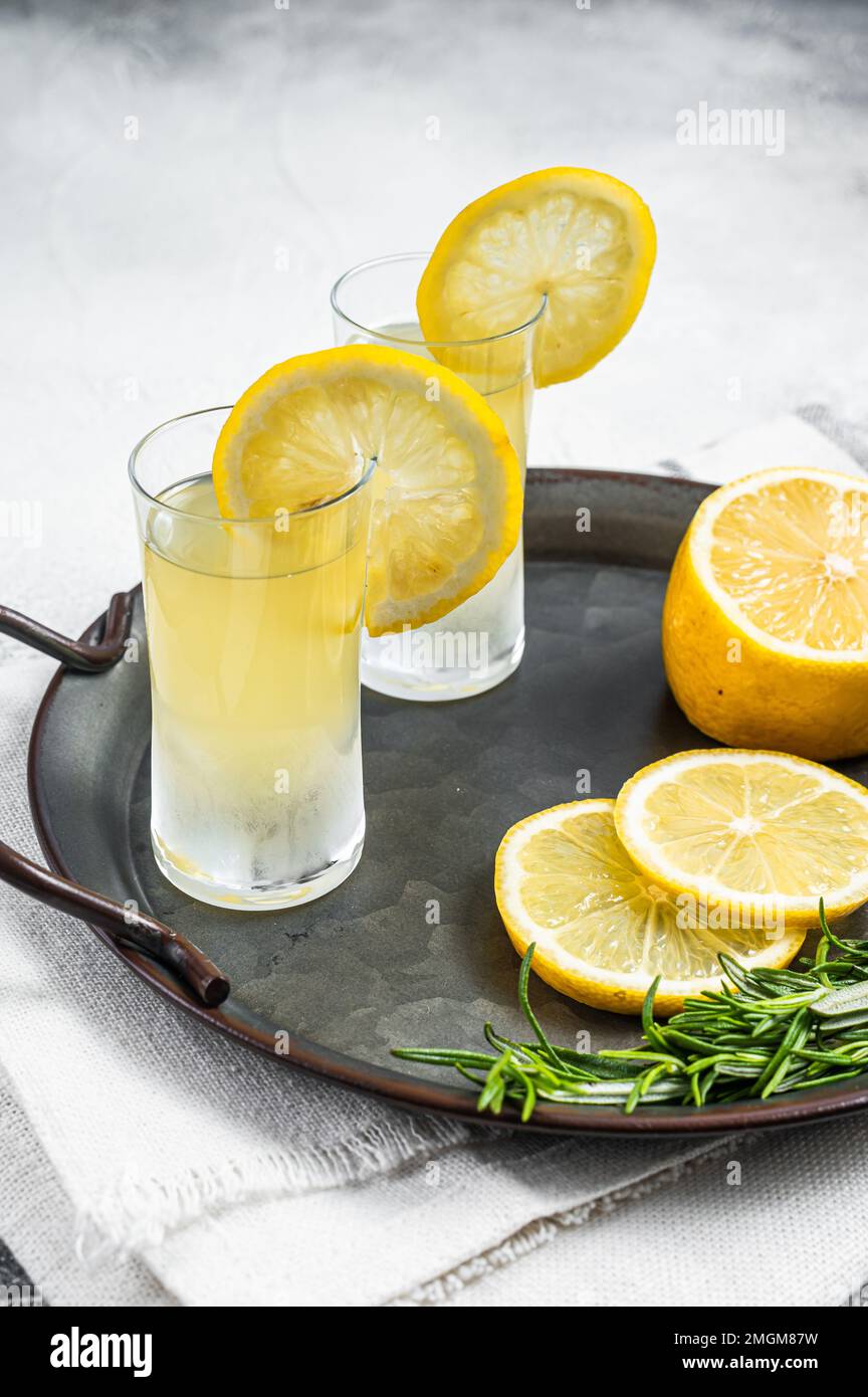 Traditional italian limoncello liqueur, lemon alcohol Digestive with ...