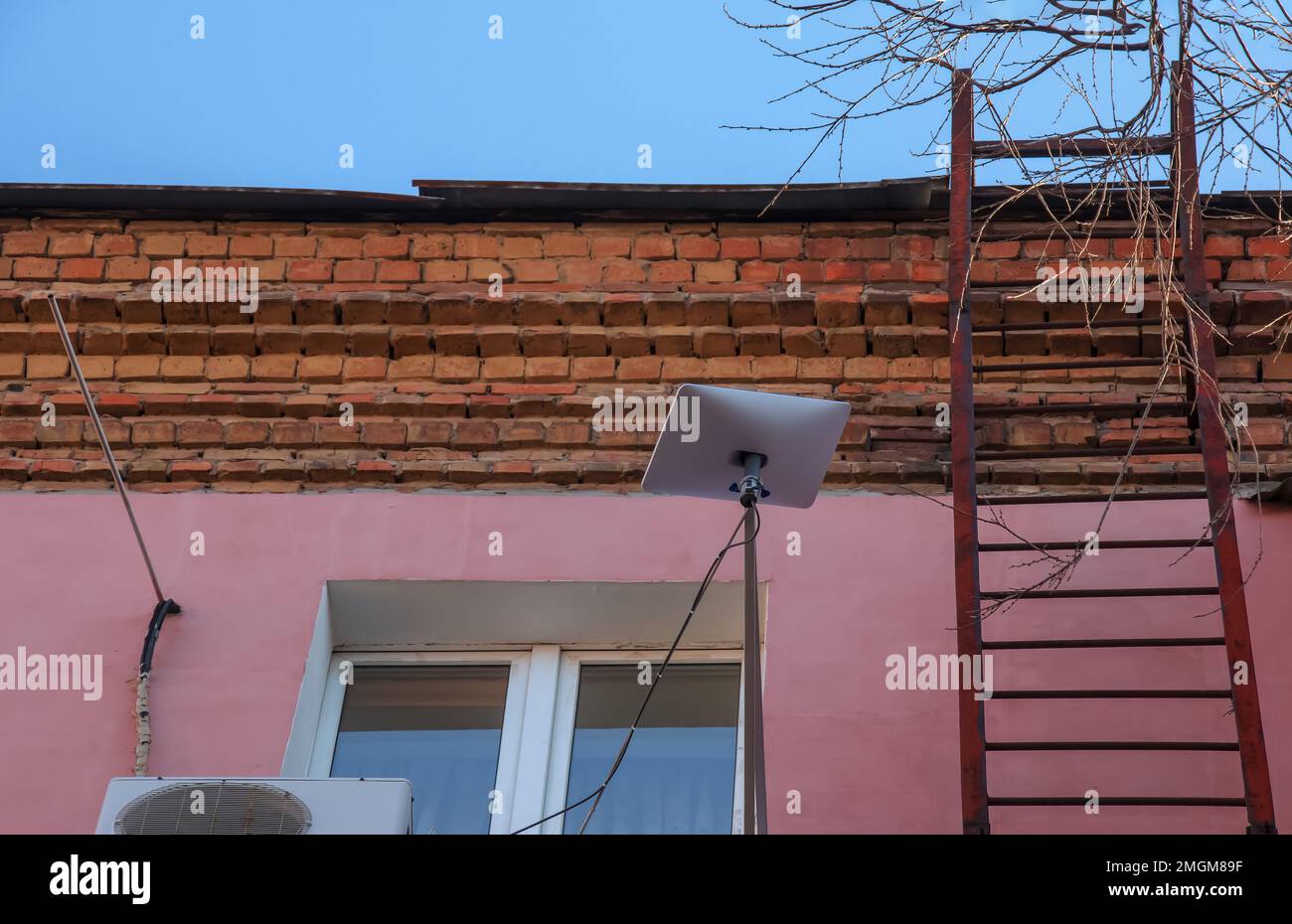 Starlink satellite dish, an internet constellation operated by SpaceX ...