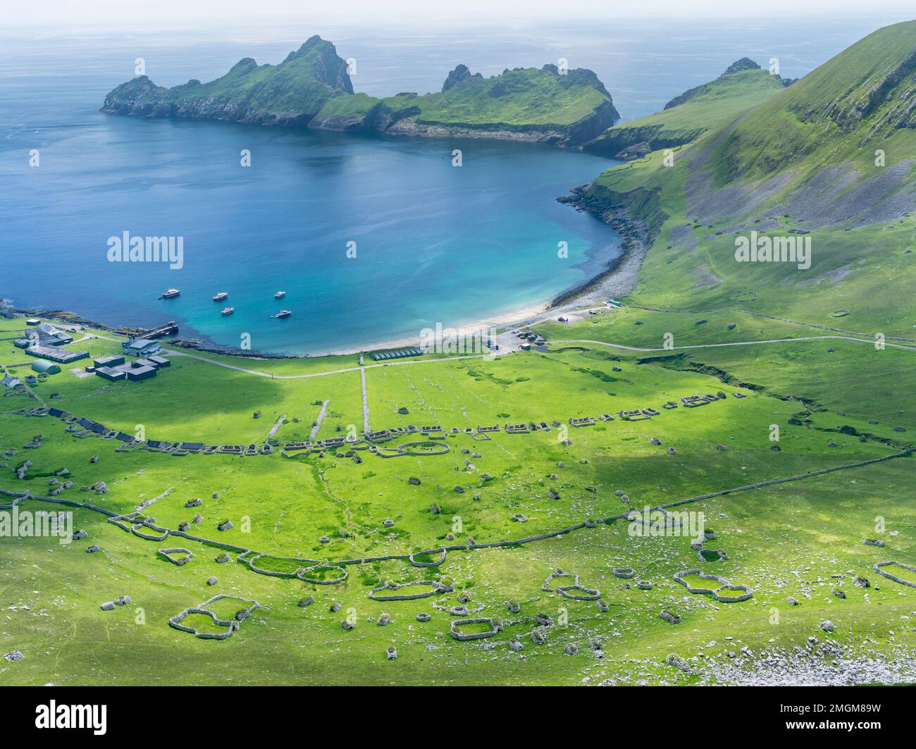 The islands of St Kilda archipelago in Scotland. Island of Hirta with ...