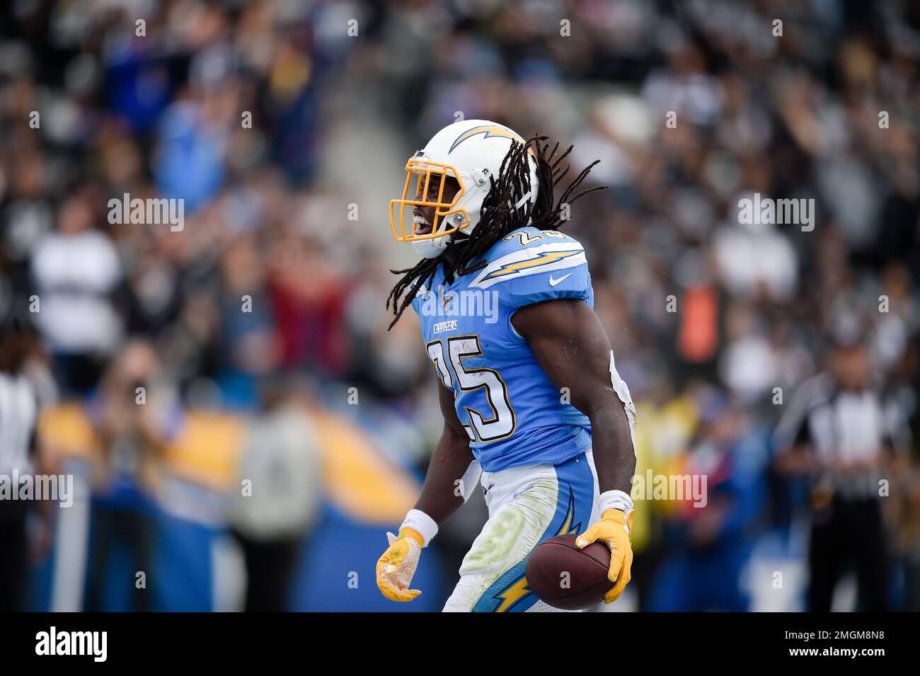 Los Angeles Chargers running back Melvin Gordon celebrates after ...