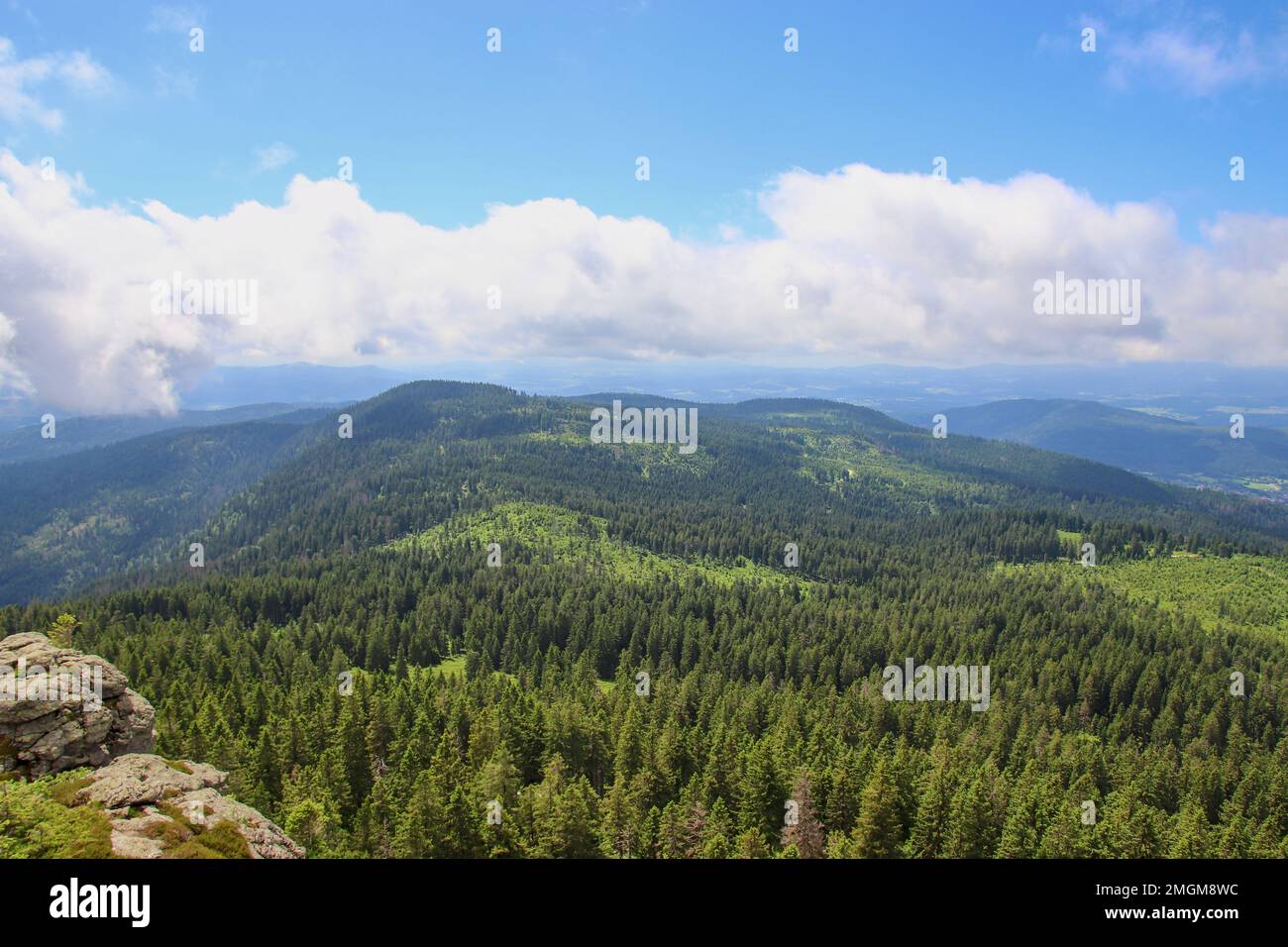 A beautiful view to the landscape after morning fogs from the peak of ...