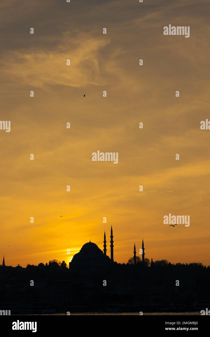 Suleymaniye Mosque at sunset vertical photo. Ramadan or islamic concept ...