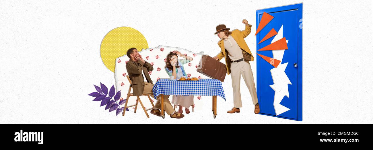 Jealousy. Contemporary art collage. Creative design in retro style ...