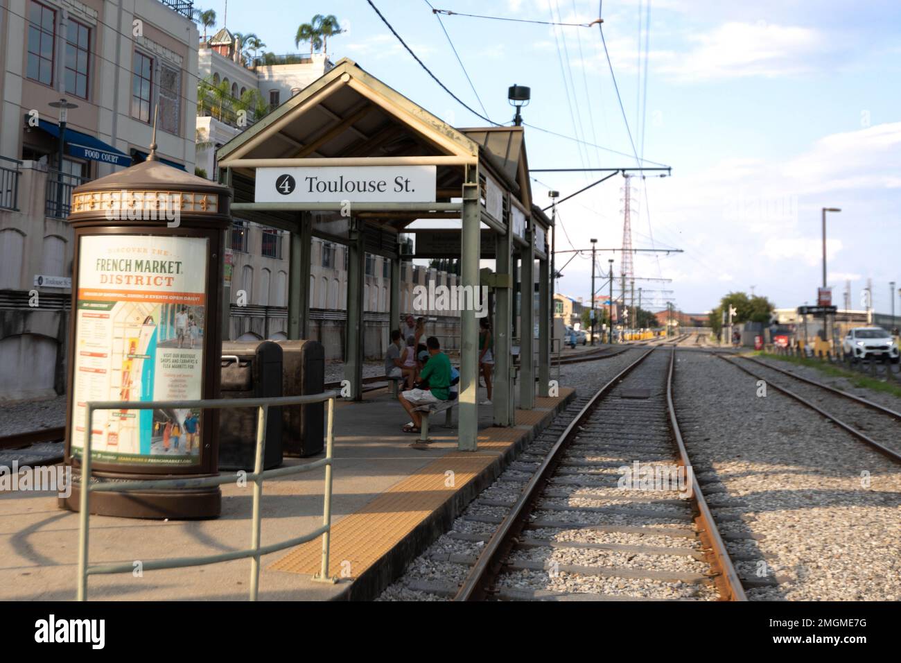 A trolley stop on the Toulouse Street Stock Photo - Alamy