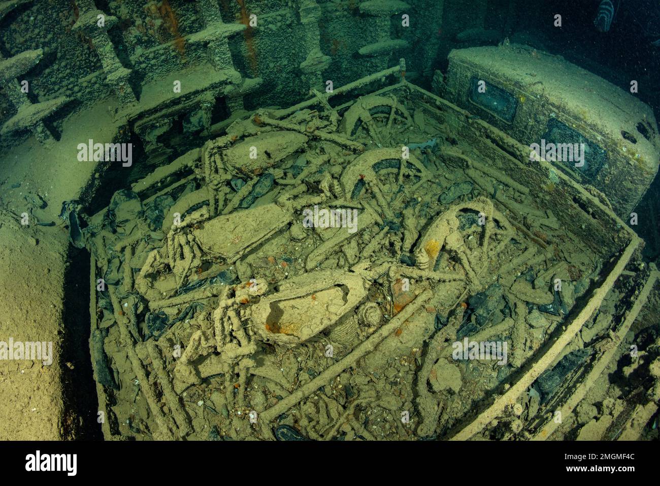 Truck loaded with BSA M20 and Norton 16H motorcycles located in one of ...