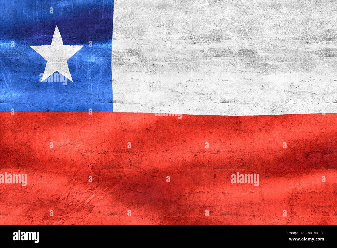 Chile flag - realistic waving fabric flag with some scratches Stock ...