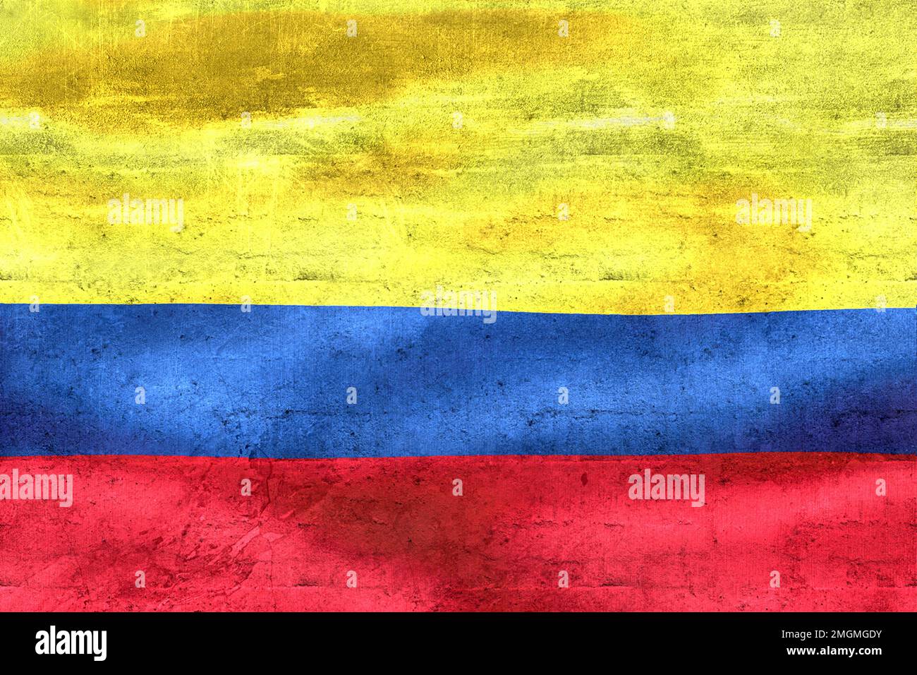 Colombia flag - realistic waving fabric flag with some scratches Stock ...