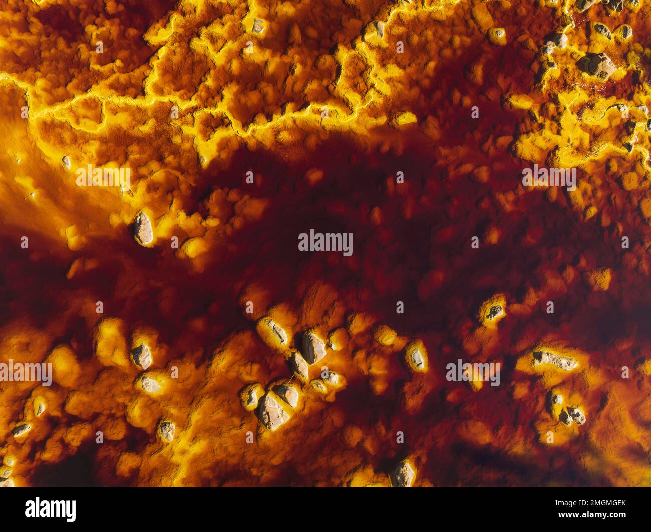 Detail of the Rio Tinto (Red river) with its deep reddish hue due to ...