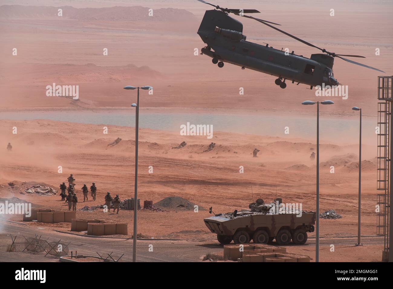 An Emirati Boeing CH-47 Chinook takes off during an exercise at an ...