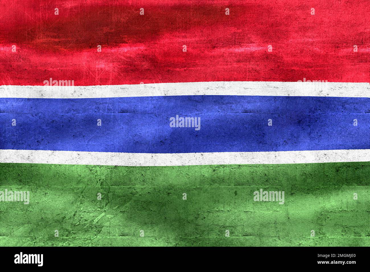 Gambia flag - realistic waving fabric flag with some scratches Stock ...