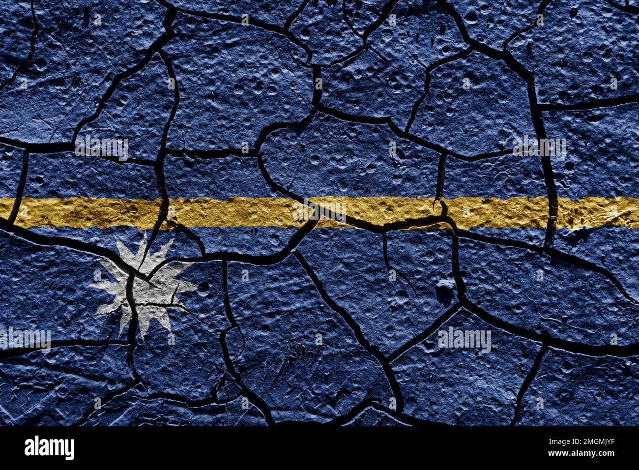 Nauru flag on a mud texture of dry crack on the ground Stock Photo - Alamy