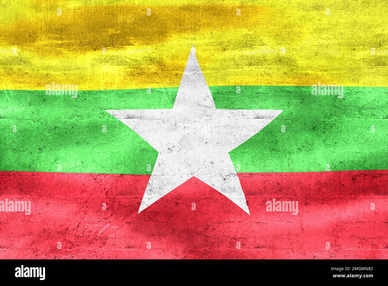 Myanmar flag - realistic waving fabric flag Stock Photo - Alamy