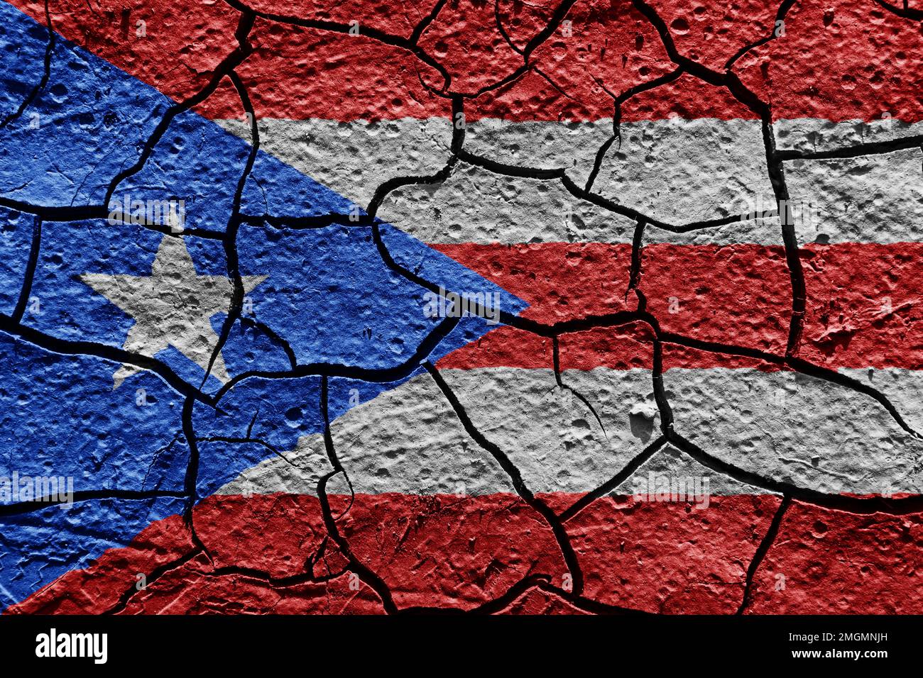 Puerto Rico flag on a mud texture of dry crack on the ground Stock ...