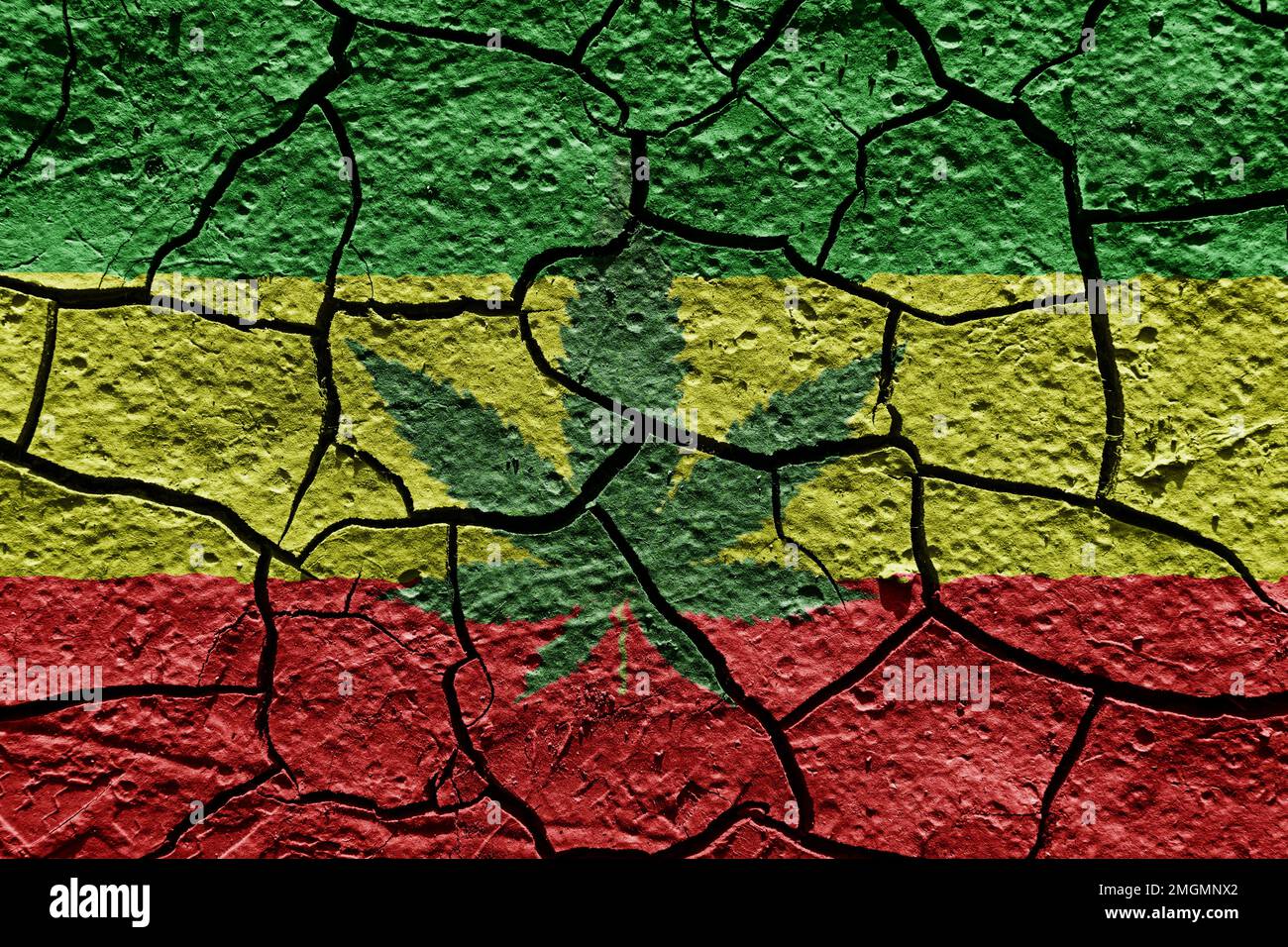 Rasta flag on a mud texture of dry crack on the ground Stock Photo - Alamy