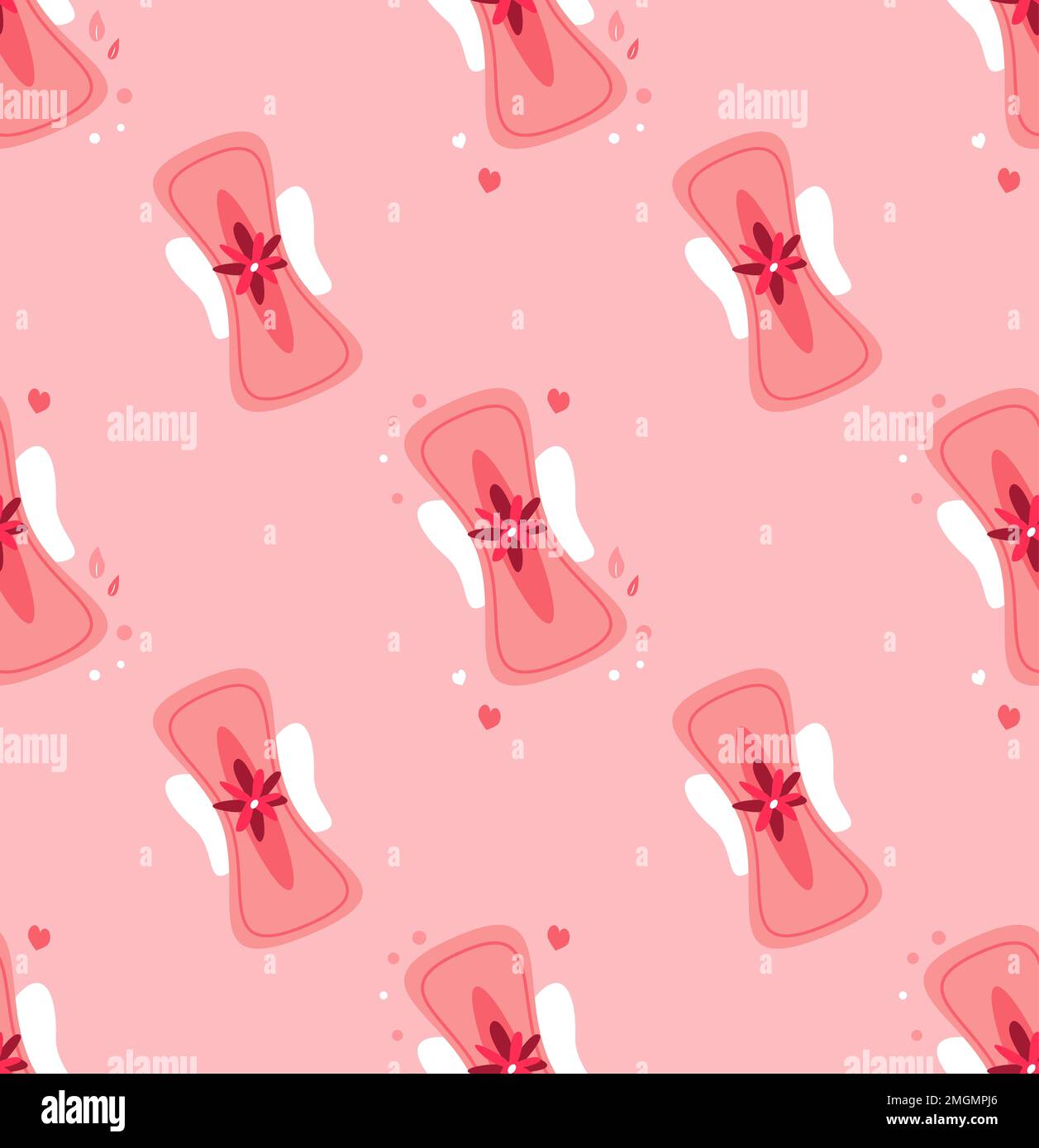 Seamless edndless pattern Template.Female Reusable menstrual pad with ...