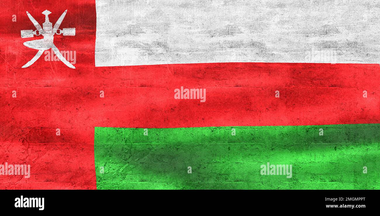 Oman flag - realistic waving fabric flag Stock Photo - Alamy