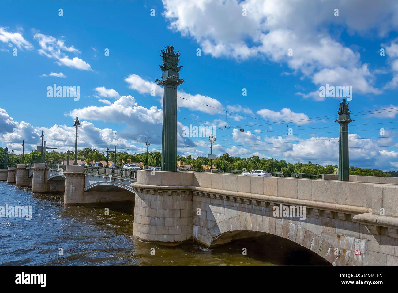 Saint Petersburg, Ushakov Bridge over the Bolshaya Nevka River Stock ...