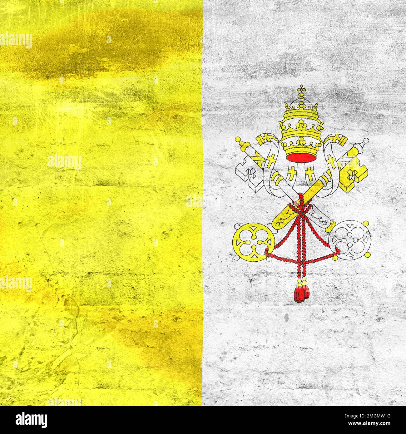 3D-Illustration of a Vatican City flag - realistic waving fabric flag ...