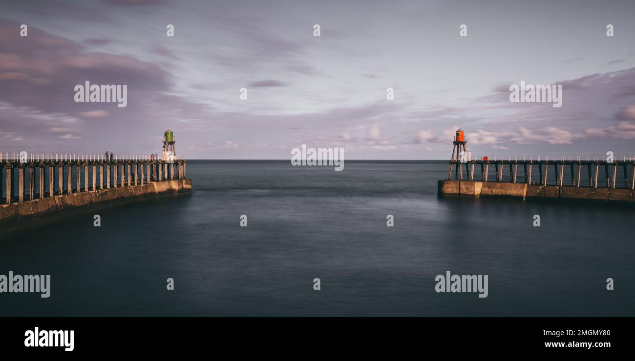 An aerial view of sea with seaside path in Whitby Stock Photo - Alamy